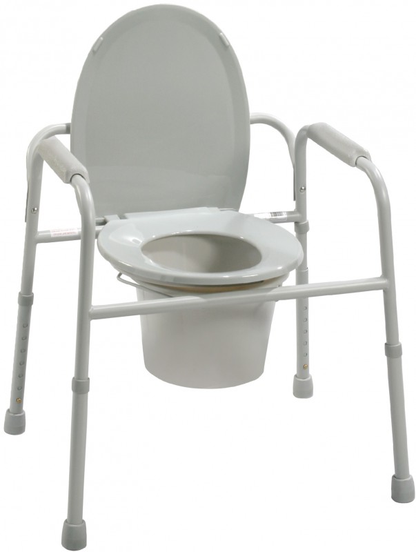 Deluxe Welded Steel Commode with Armrests - Ryan Pharmacy